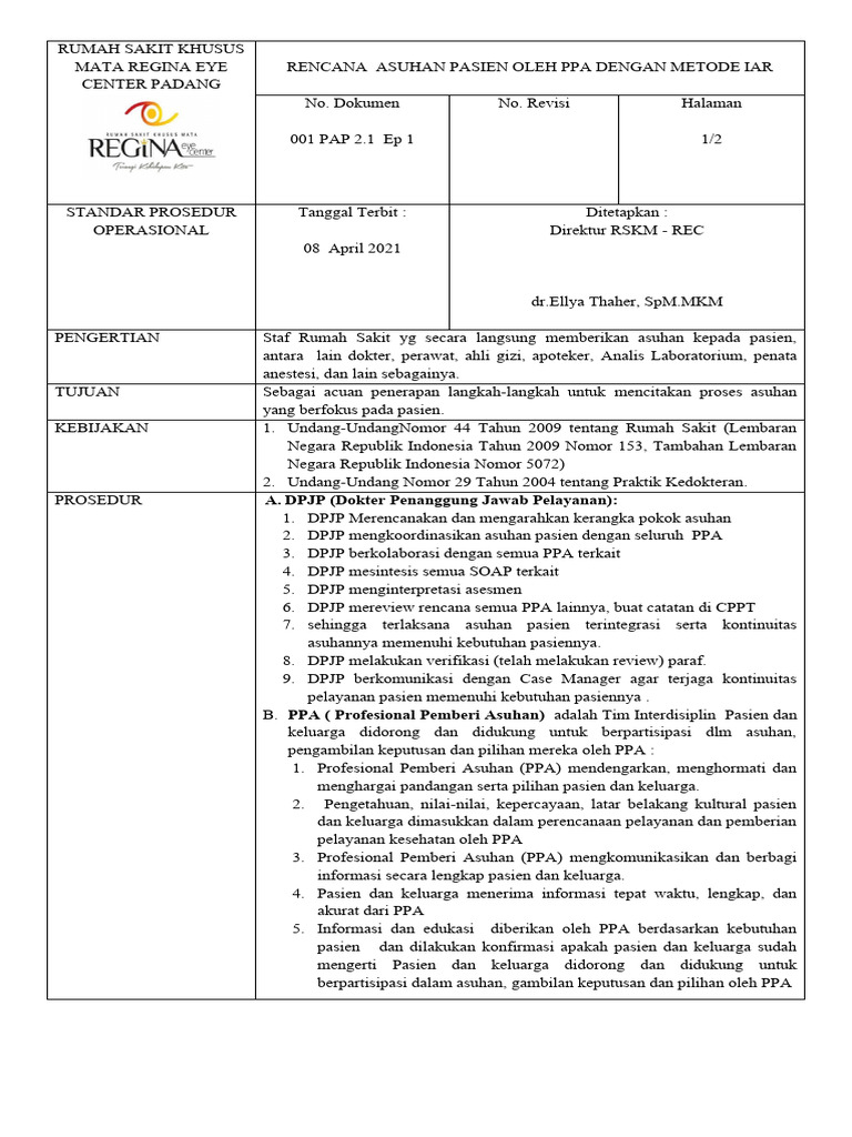 Spo Rencana Asuhan Pasien Dengan Metode Iar | PDF