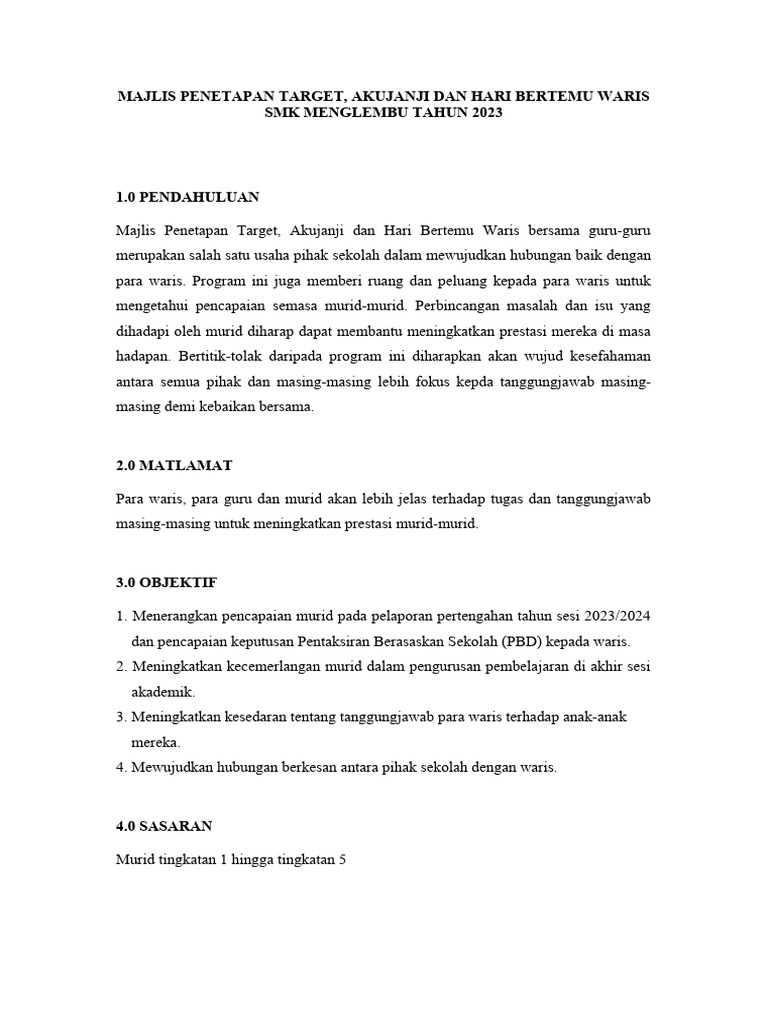 Kertas Kerja Hari Bertemu Waris | PDF