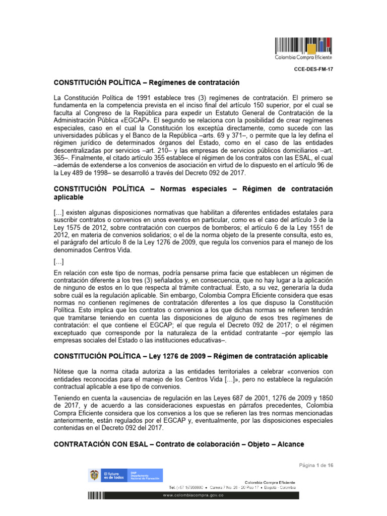 Concepto N c758 de 2020 de La Agencia Nacional de Contrataci Es | PDF | Constitución ...