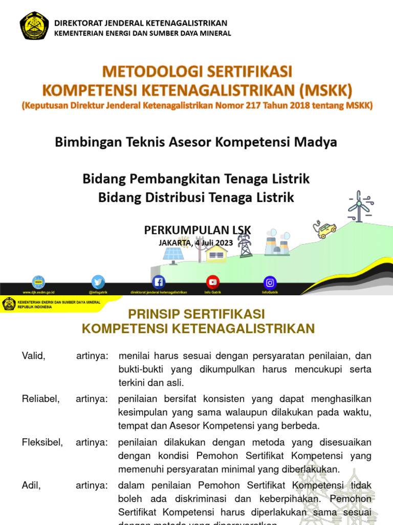 Metodologi Sertifikasi Kompetensi Ketenagalistrikan (MSKK) Diklat Madya ...