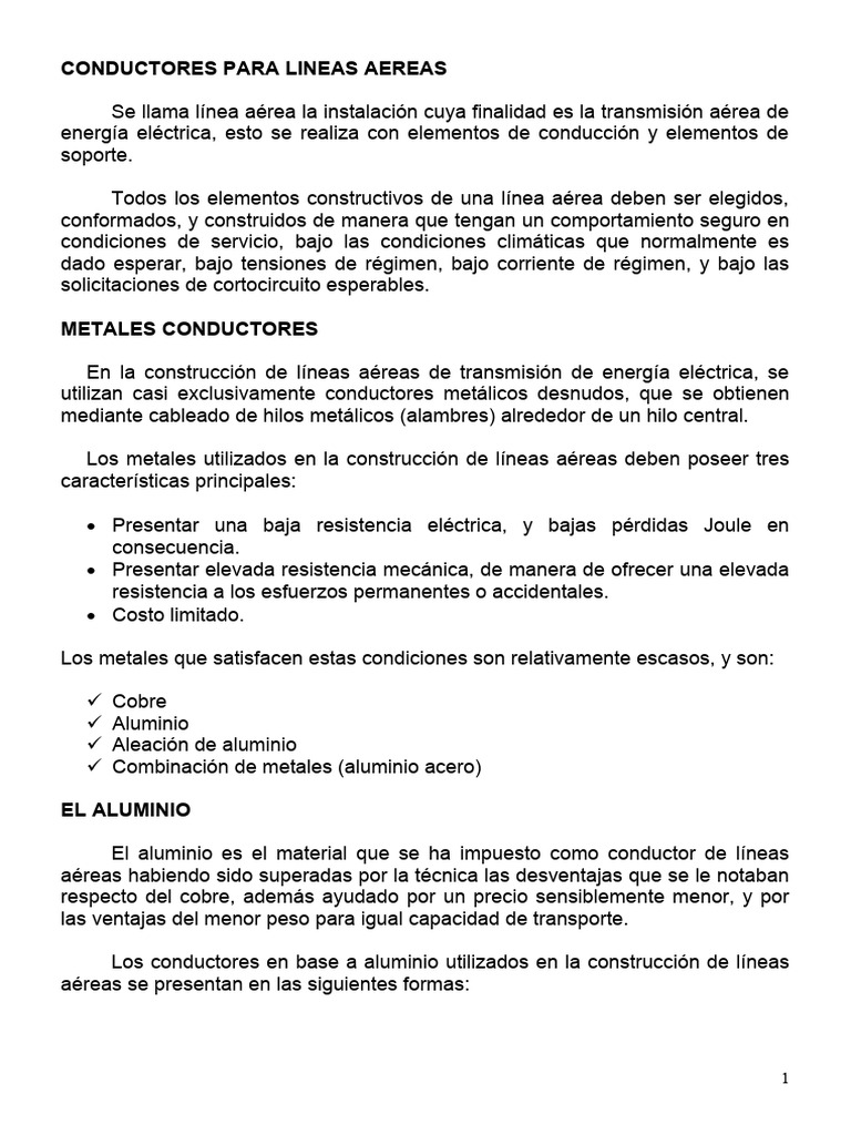 Tipos de Conductores | PDF | Conductor electrico | Aluminio