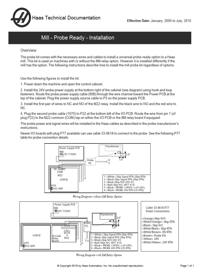 Mill Probe Ready Installation 2000 2015 | PDF | Electrical Connector ...