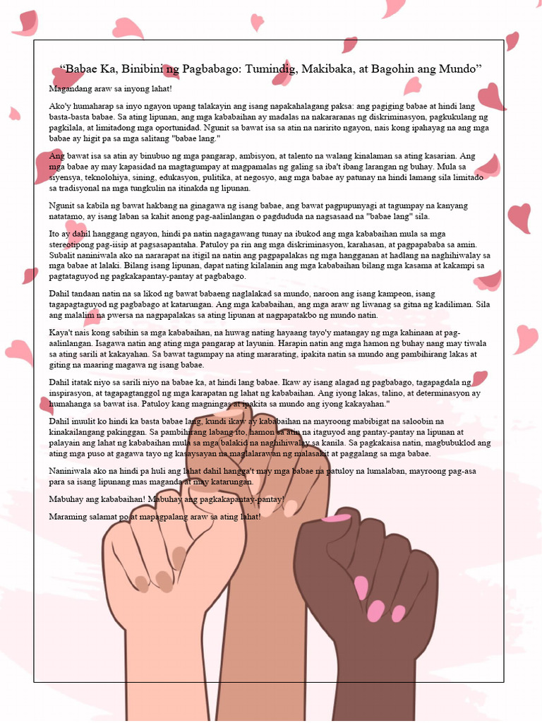Babae Ka, Binibini NG Pagbabago - Tumindig, Makibaka, at Bagohin Ang ...