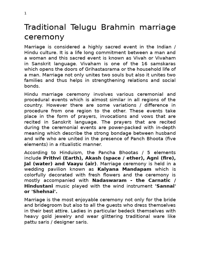 Telugu Brahmin Wedding Rituals Explained | PDF | Wedding | Bride