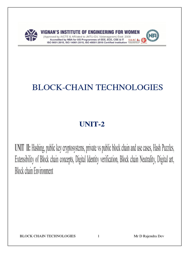 BlockChain UNIT 2 | PDF | Public Key Cryptography | Key (Cryptography)