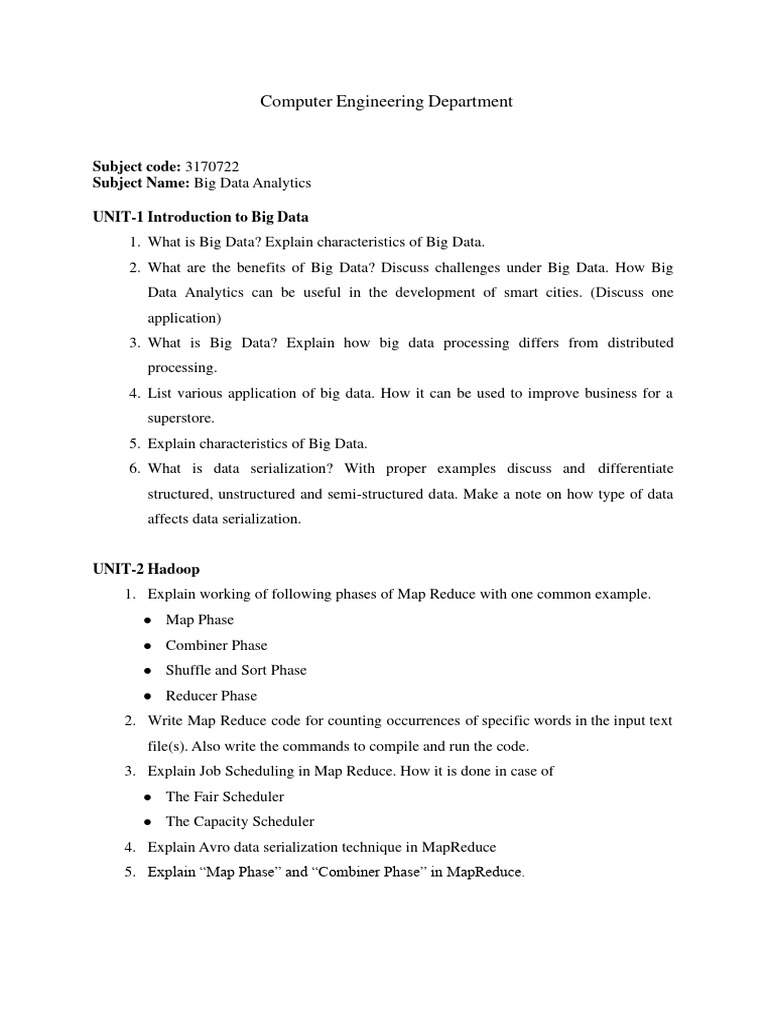 BDA Question Bank | PDF | Map Reduce | Apache Spark