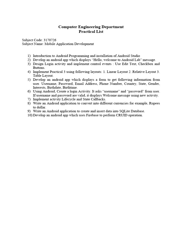 MAD Practical List | PDF