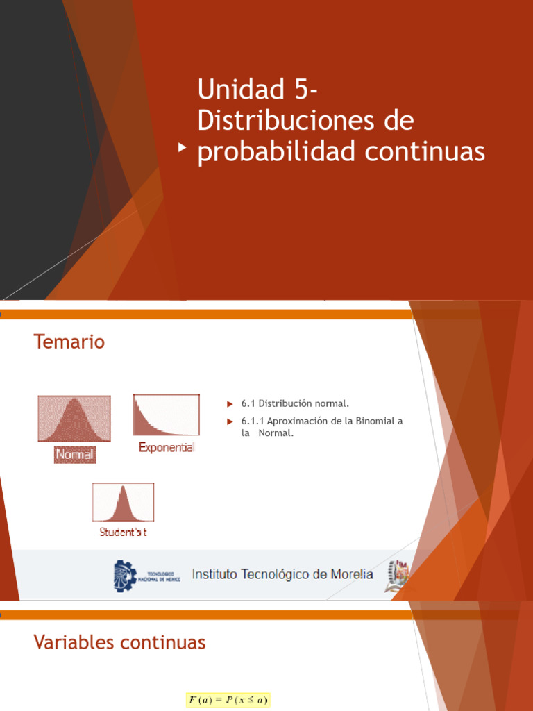 Unidad 6 - Distribuciones de Probabilidad Continuas | PDF | Distribución normal | Modelos ...