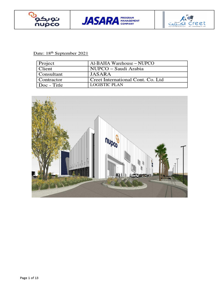 LOGISTICS PLAN (Rev.01) | Download Free PDF | Waste | Logistics