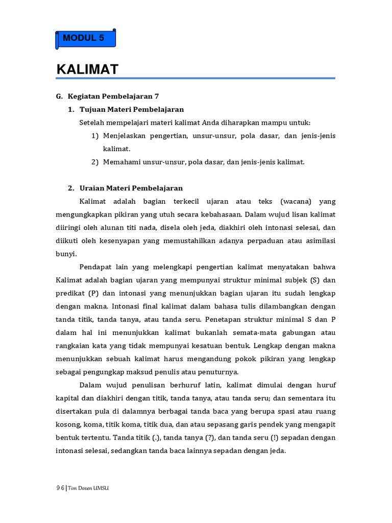 Modul 5 Kalimat FIKS | PDF