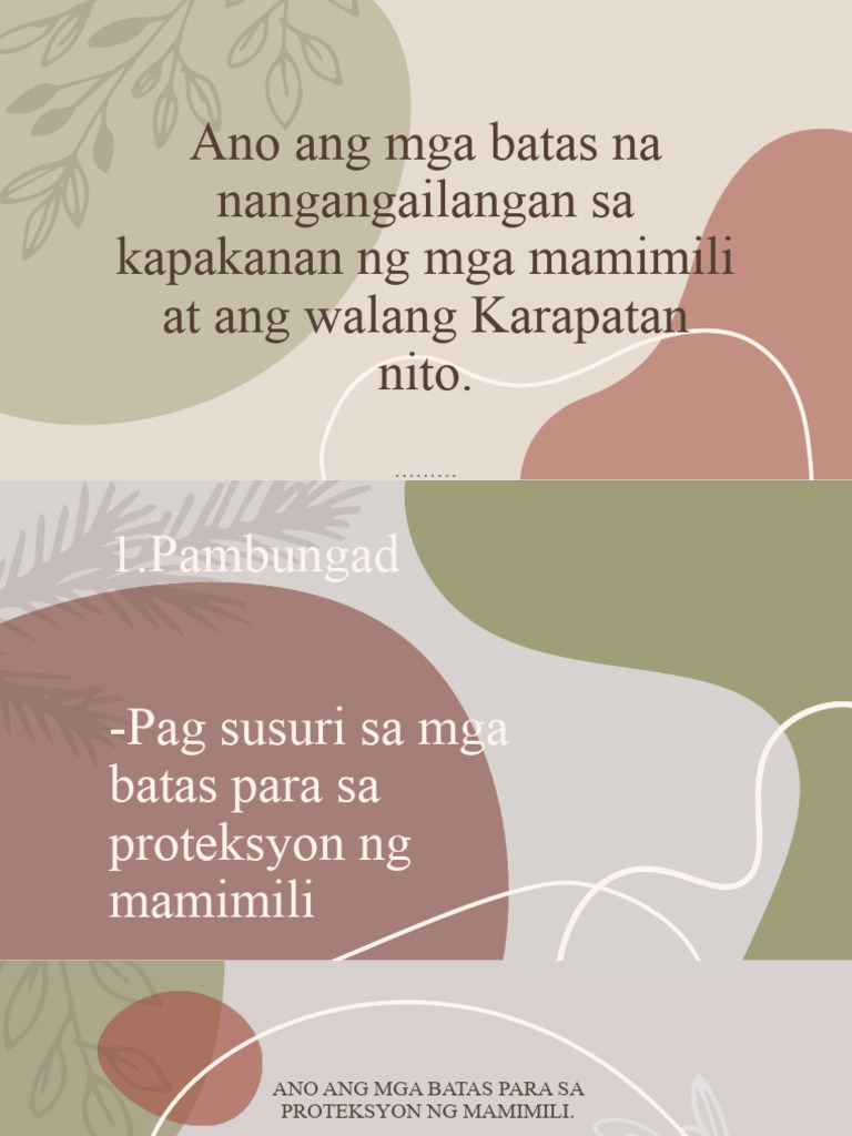 Ano Ang Mga Batas Na Nangangailangan Sa Kapakanan | PDF