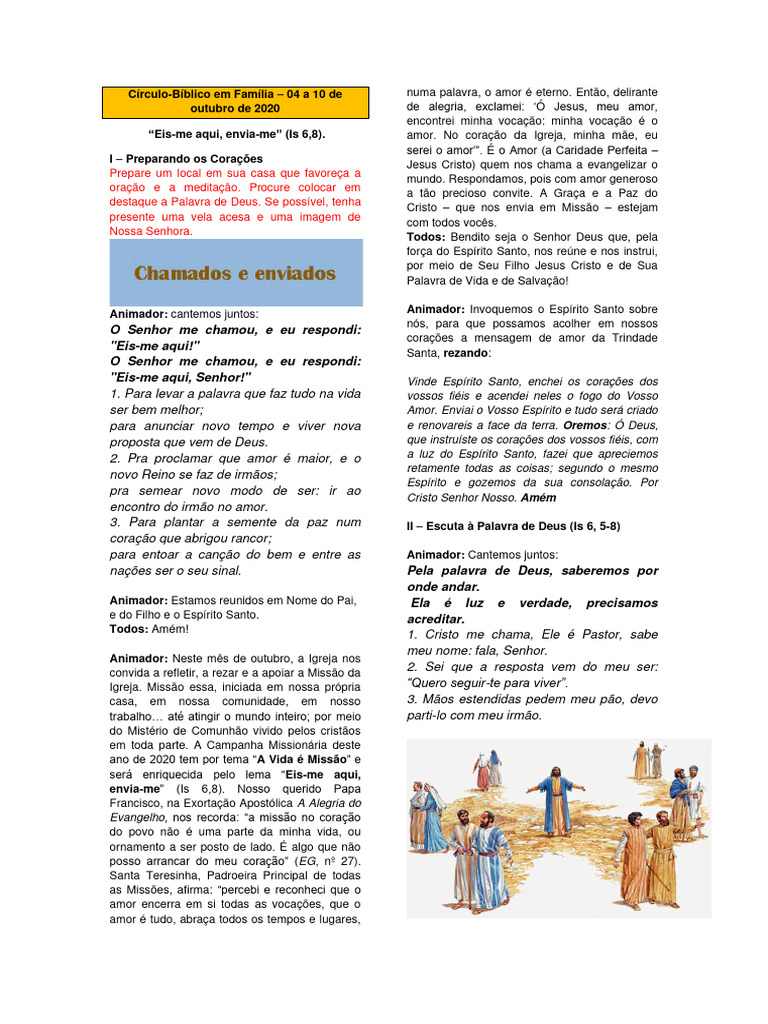 Roteiro Círculo Bíblico 2020 | PDF | Amor | Oração