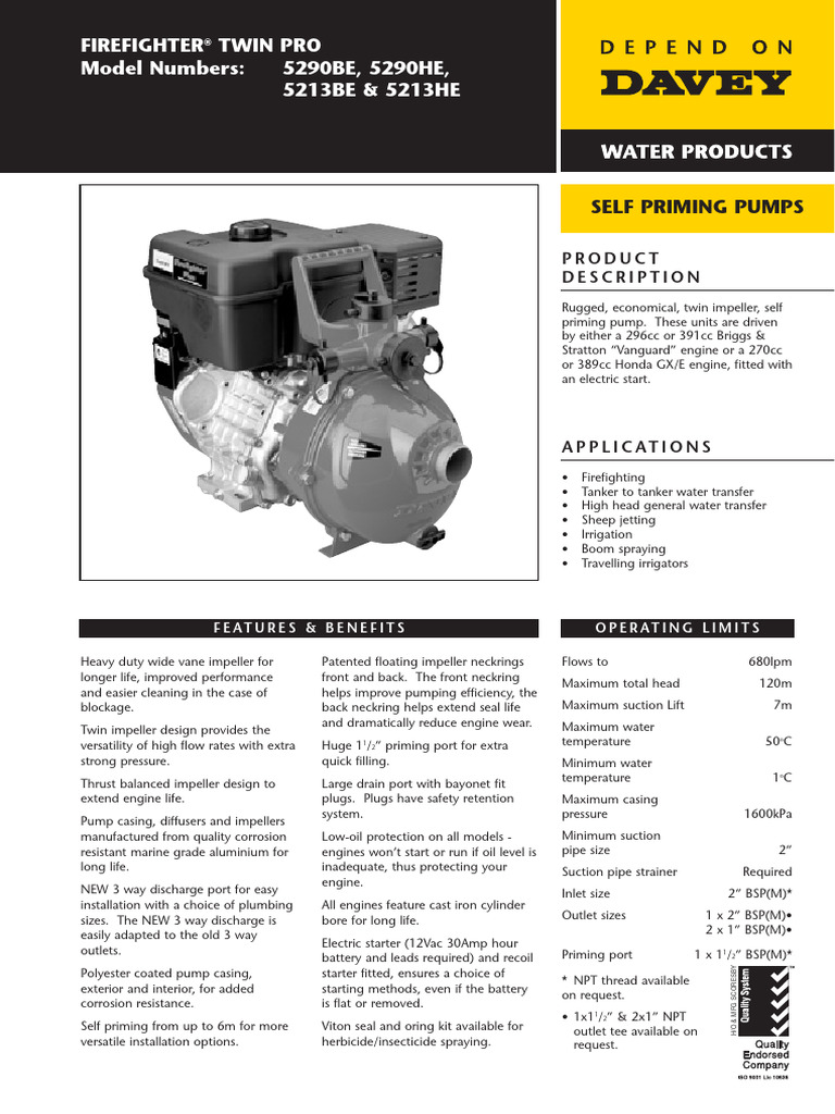 Firefighter Twin Pro | PDF | Pump | Mechanical Engineering