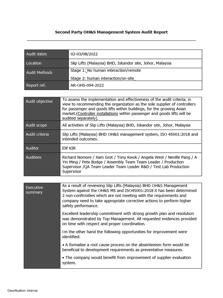 Audit Report - Slip Lifts | PDF | Occupational Safety And Health | Audit