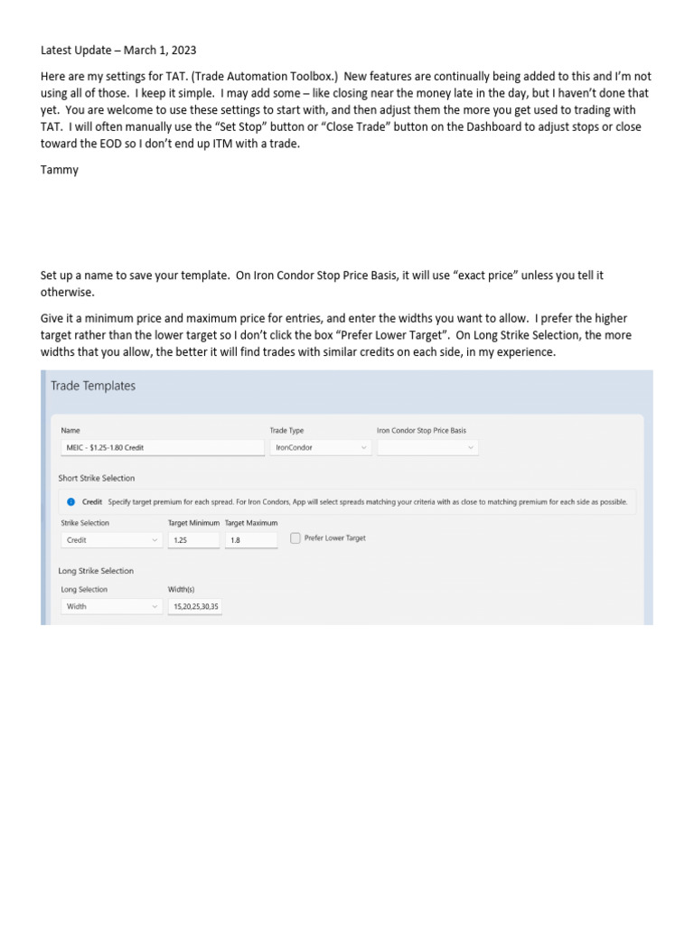 TAT Settings and Automation Tips | PDF | Investing | Private Sector