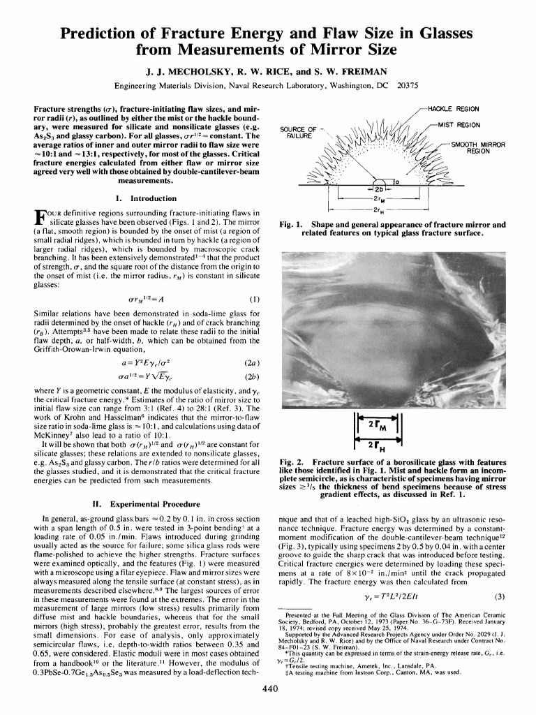 Critical Flaw Size in Glasses | PDF | Fracture Mechanics | Fracture