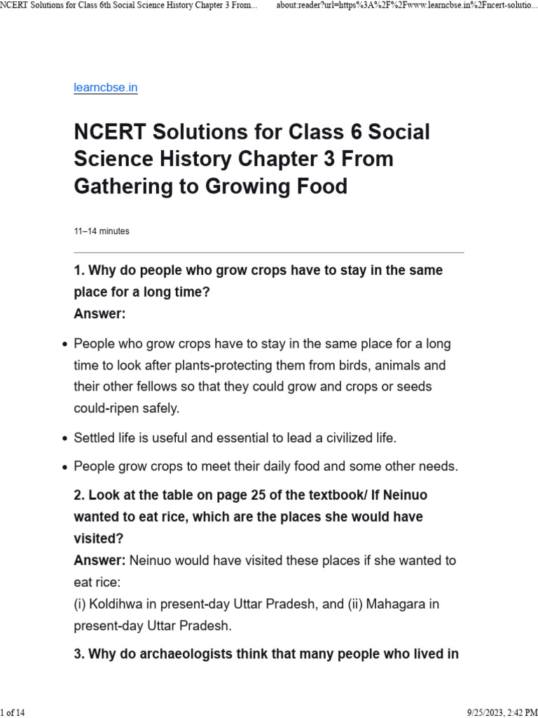 From Gathering To Growing Food | PDF | Cereals | Neolithic