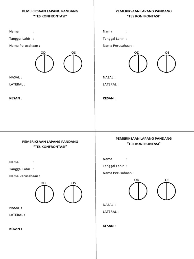 Form Pemeriksaan Lapang Pandang | PDF