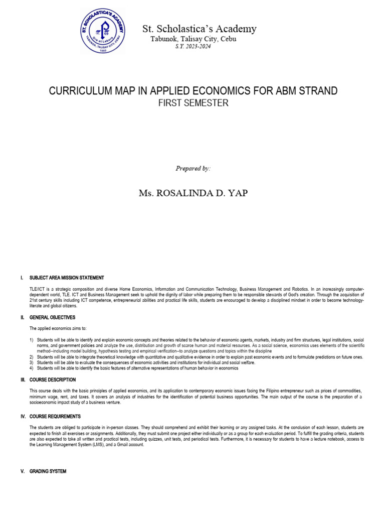 Applied Economics Curriculum Guide 12 | PDF | Economics | Market ...