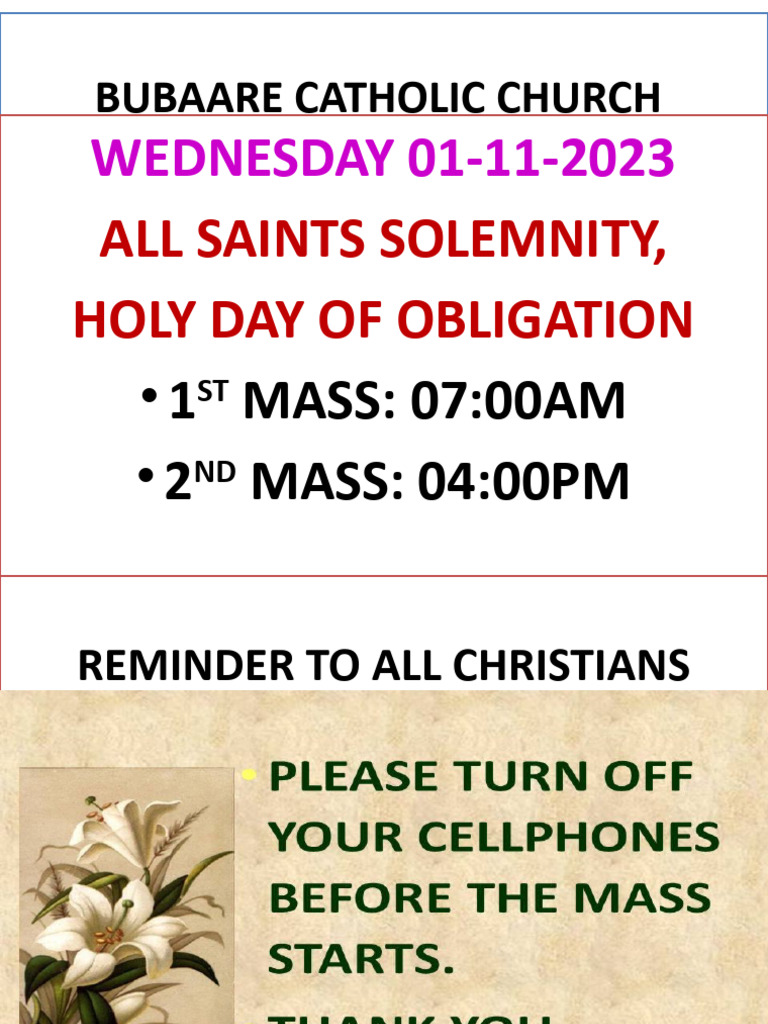 Order of Mass 01-11-2023 | PDF | Worship | Catholic Church