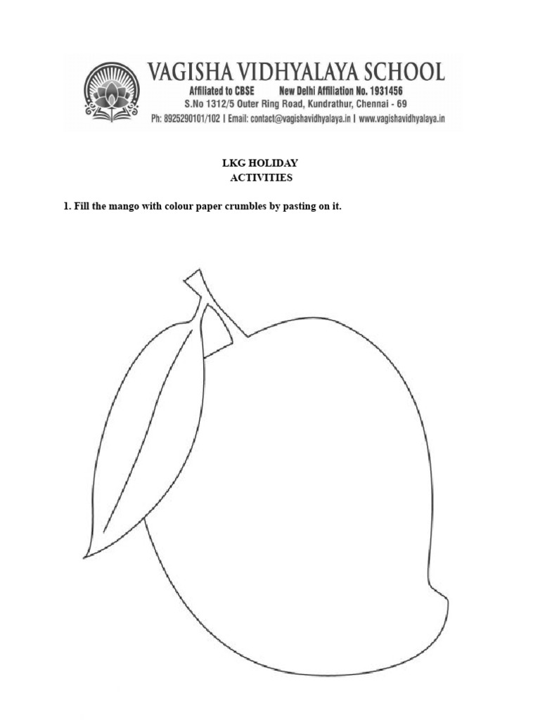 LKG Holiday Worksheets | PDF