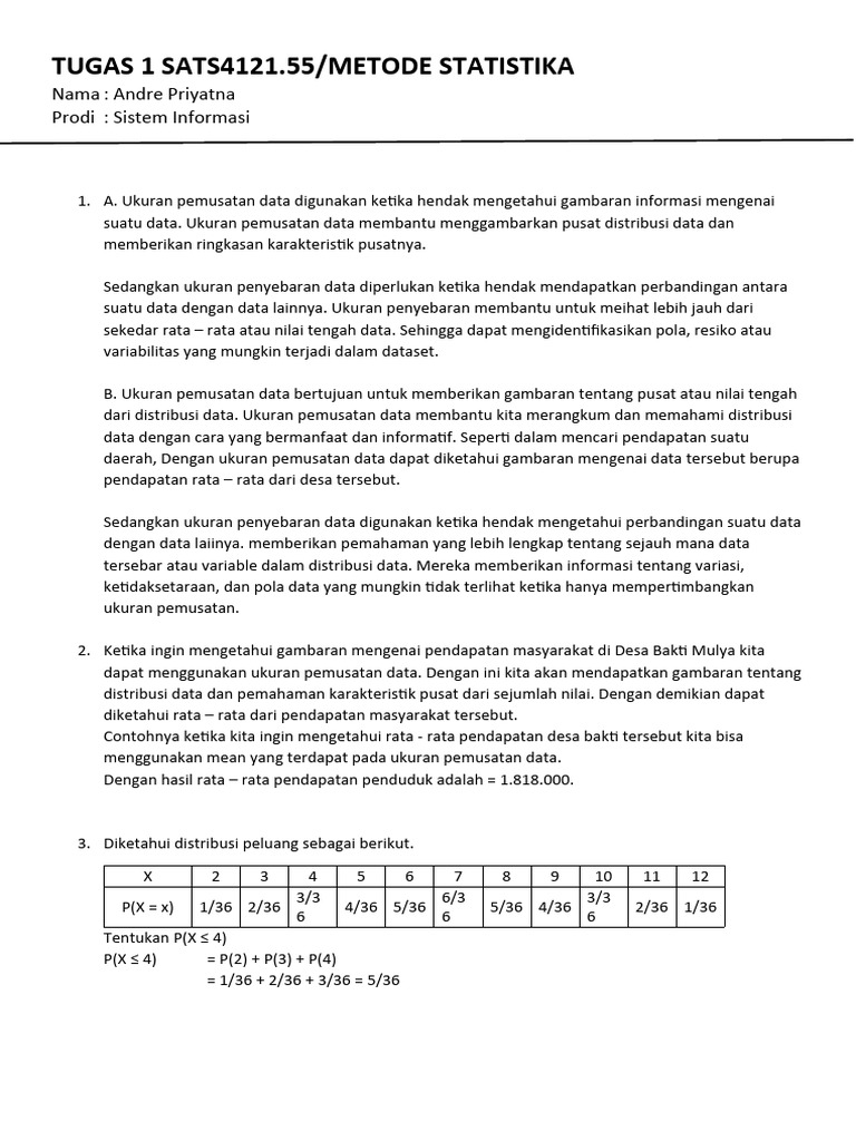 Tugas Statistika 1 | PDF