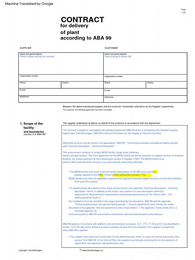 Draft Contract, ABA99 | PDF | Addendum | Treaty