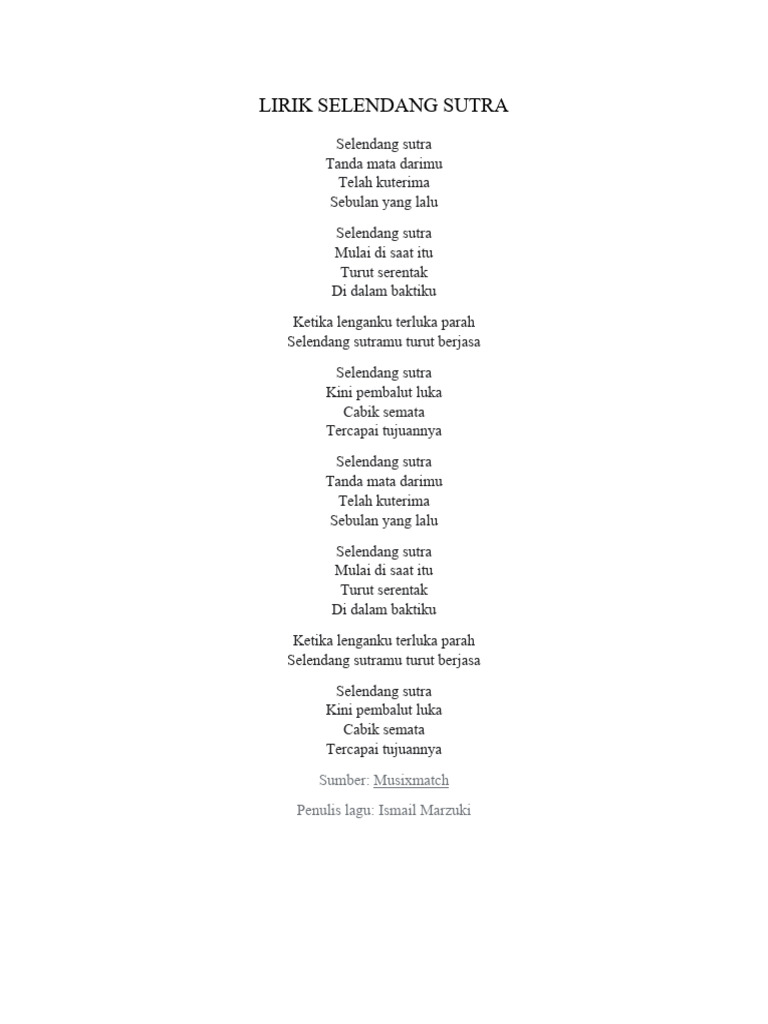 Lirik Selendang Sutra | PDF