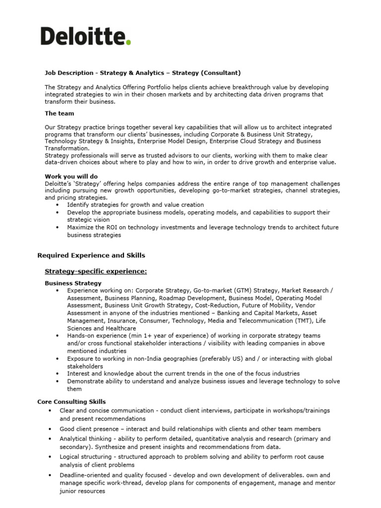 Deloitte USI Consulting JD Business Strategy - Generalist - vDRAFT ...