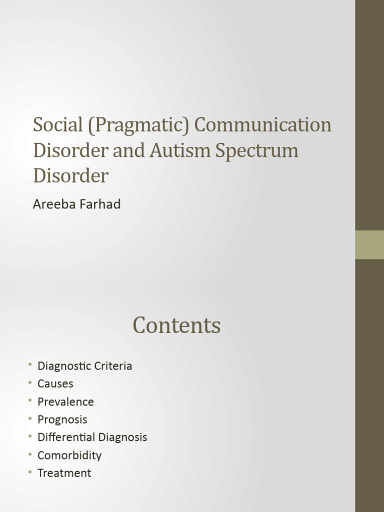 Social (Pragmatic) Communication Disorder and Autism | PDF | Autism ...