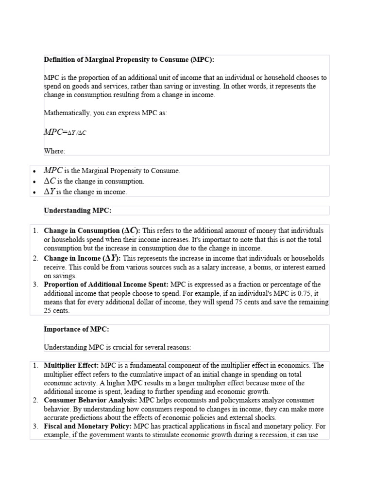 Understanding Marginal Propensity to Consume | PDF | Consumption ...
