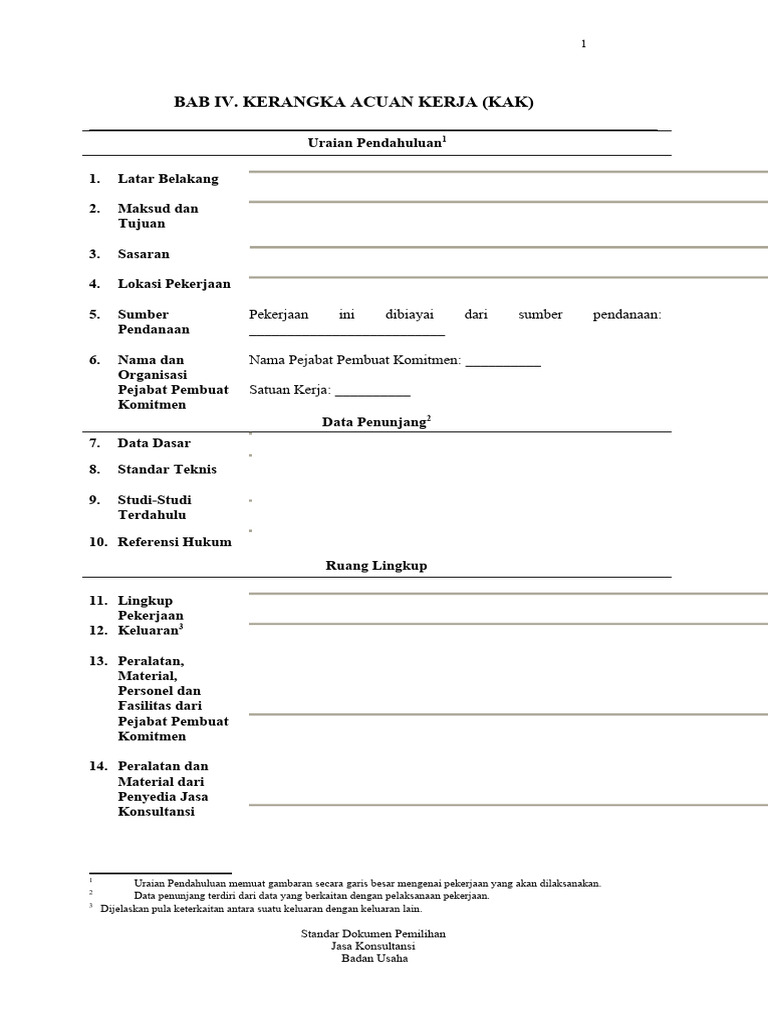 Format KAK Non Konstruksi | PDF