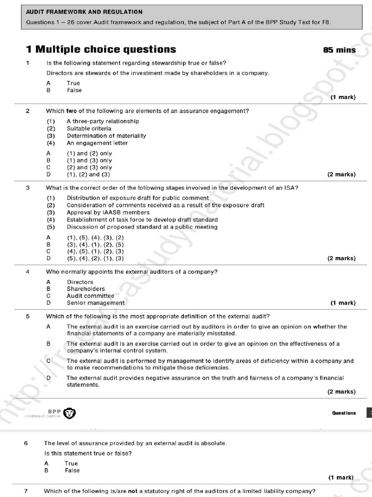 Audit Acca Mcqs | PDF