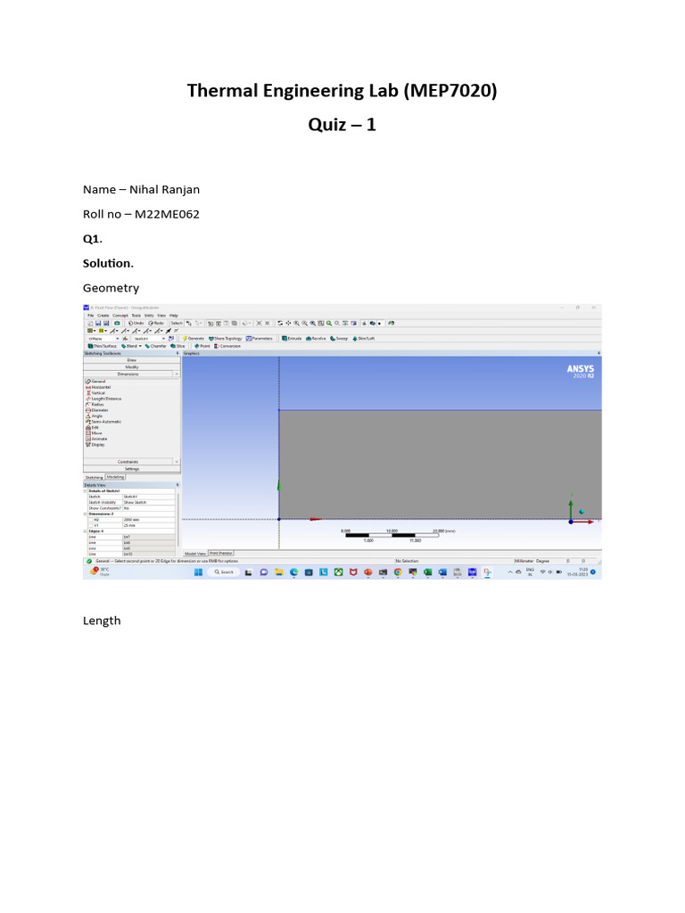 Thermal Engineering Lab (MEP7020) Quiz - 1: Name - Nihal Ranjan Roll No ...