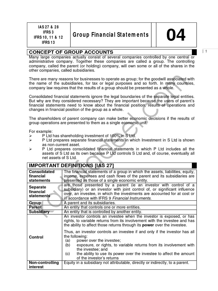 04 Group Financial Statements | Download Free PDF | Goodwill ...