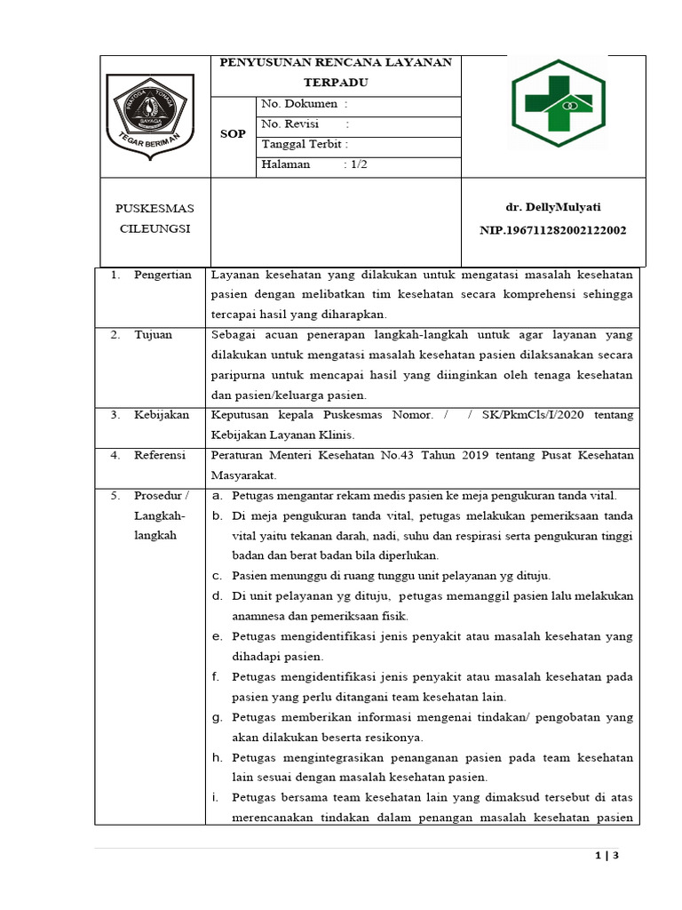 Rencana Layanan Terpadu Puskesmas | PDF | Kesehatan Holistik | Sains ...