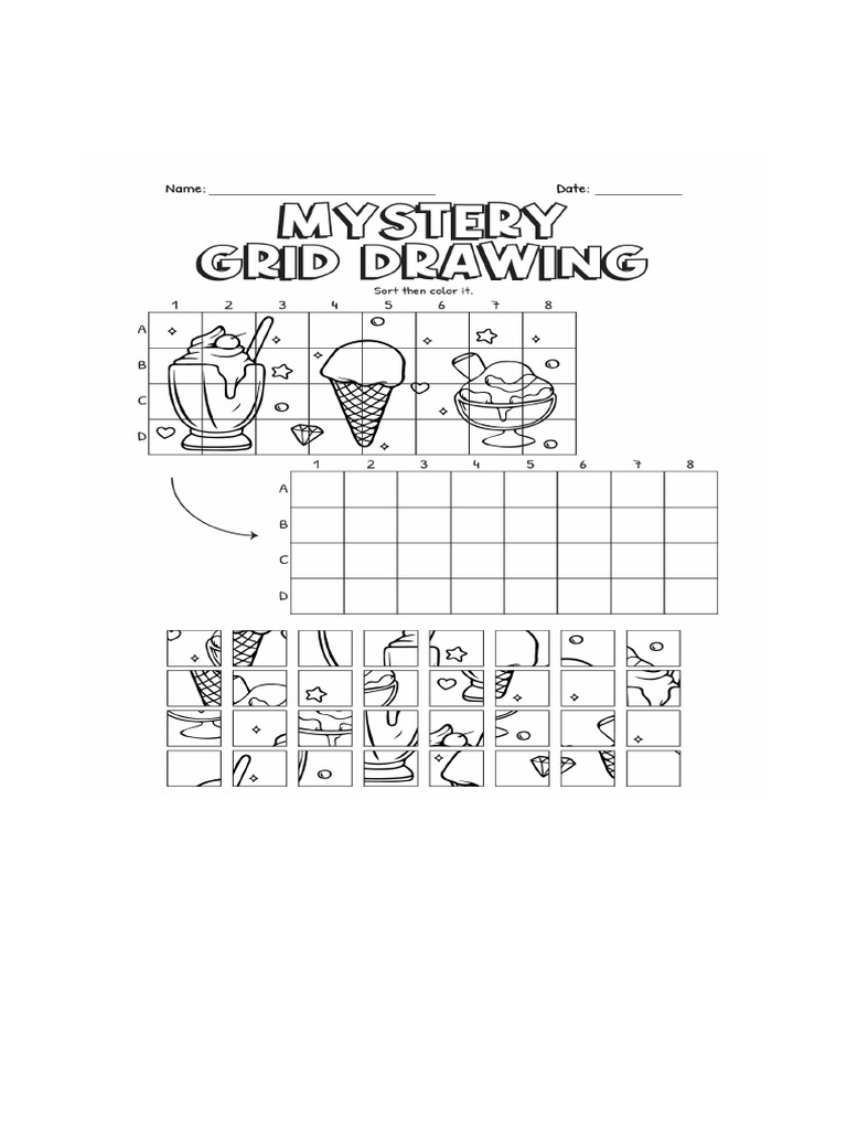 Mystery Grid Drawing Worksheets Printables - 569834.png | PDF