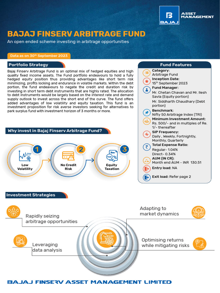 Bajaj Finserv Arbitrage Fund - One Pager-1 | PDF | Investing | Arbitrage