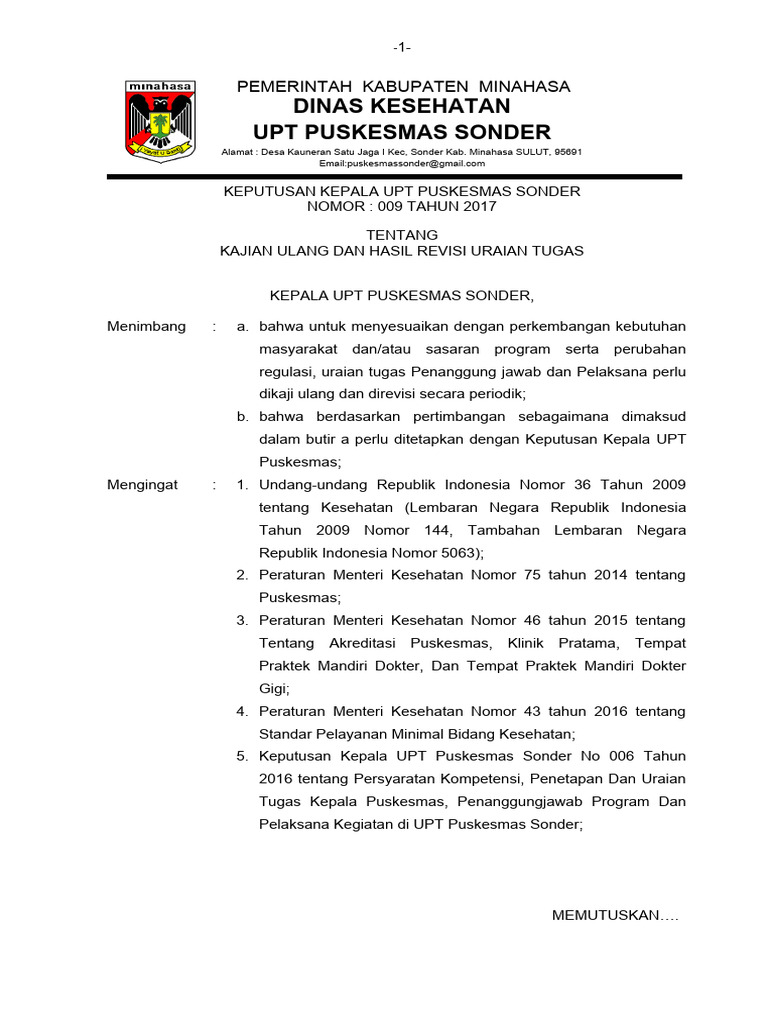 9.FIX SK Kajian Ulang Dan Revisi Uraian Tugas | PDF