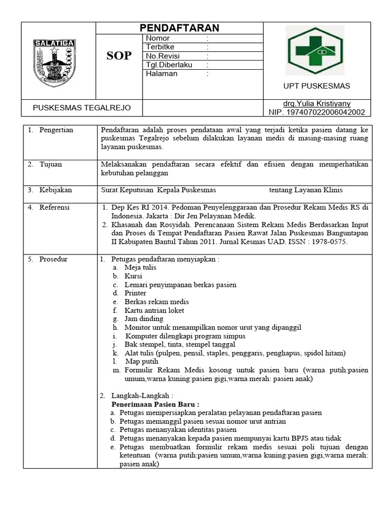 SOP Pendaftaran | PDF