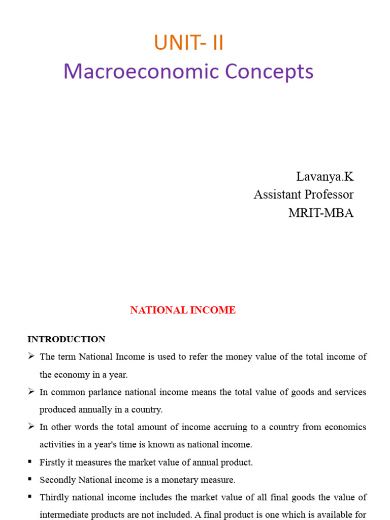 National Income and Inflation Overview | PDF | Measures Of National ...