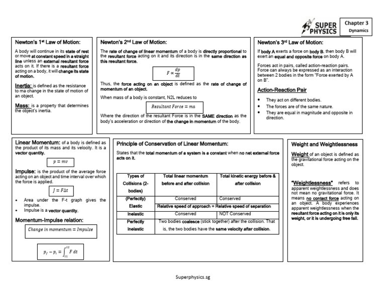 Chapter 3-Dynamics | PDF | Force | Collision