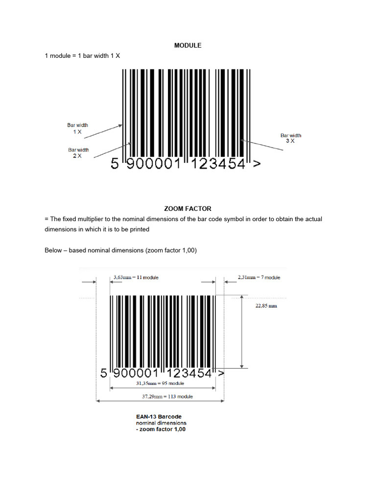 Barcode Size and Zoom Factor Guide | PDF