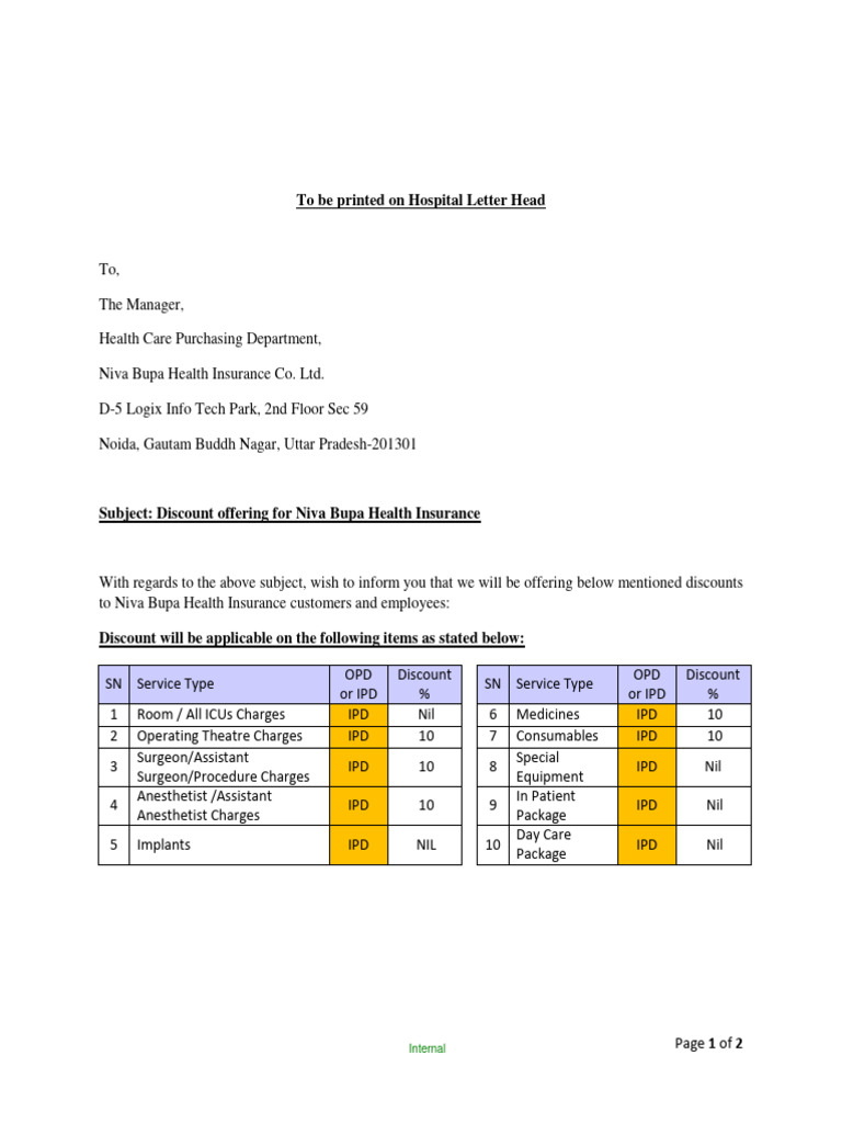 New Discount Letter Format | PDF | Hospital | Clinical Medicine