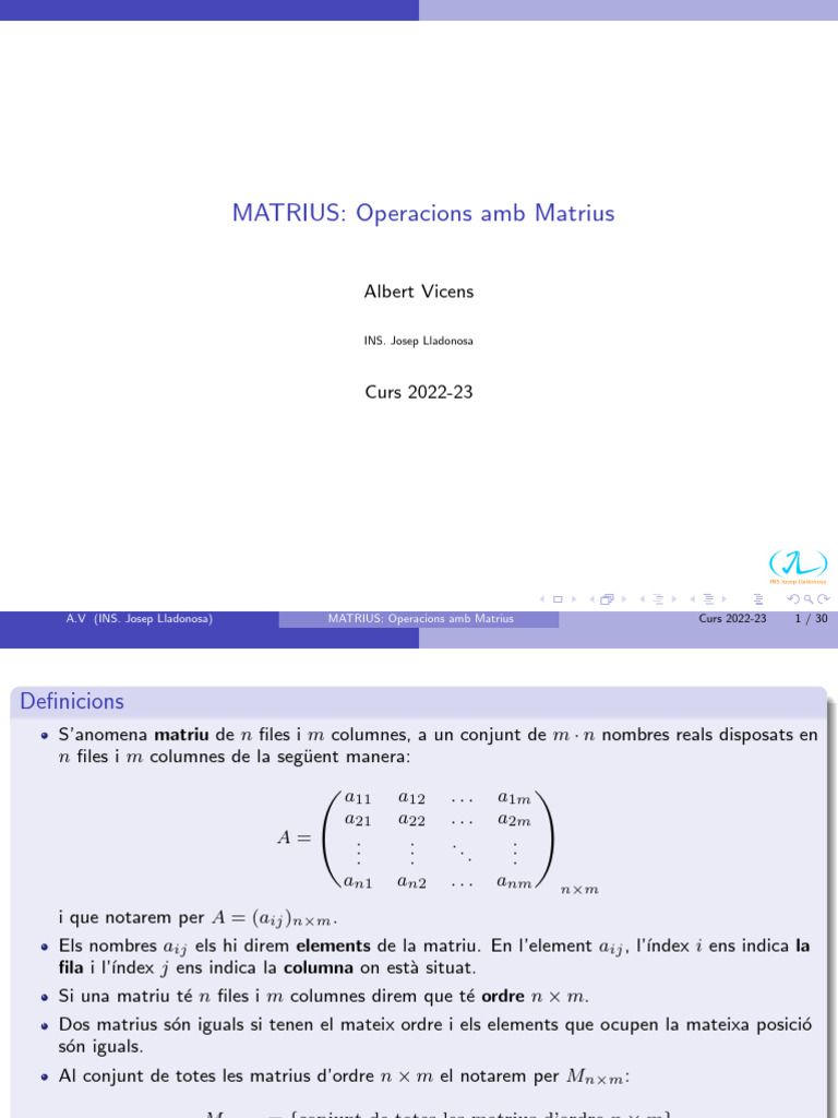 Teoria Matrius | PDF