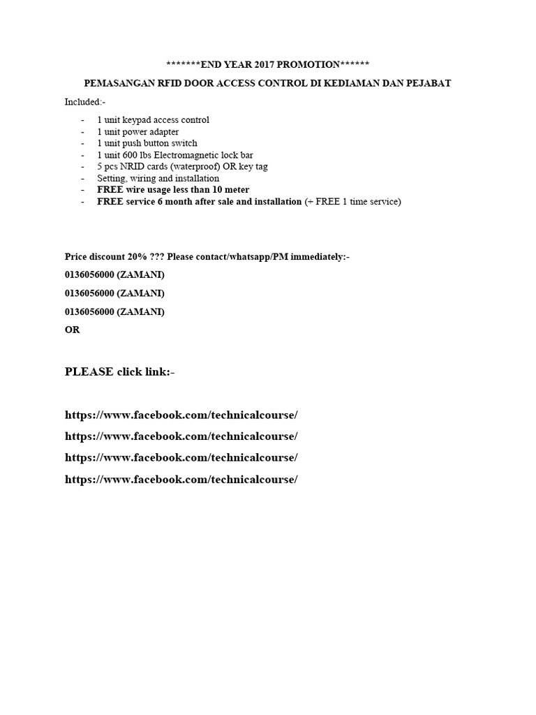 RFID Access Control Promo 2017 | PDF | Home & Garden