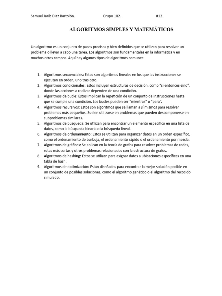 Algoritmos Simples Y Matemáticos | PDF | División (Matemáticas) | Algoritmos