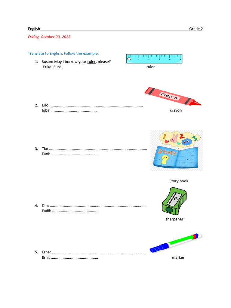 PR Kls 2ab May I Borrow Your Ruler Please | PDF