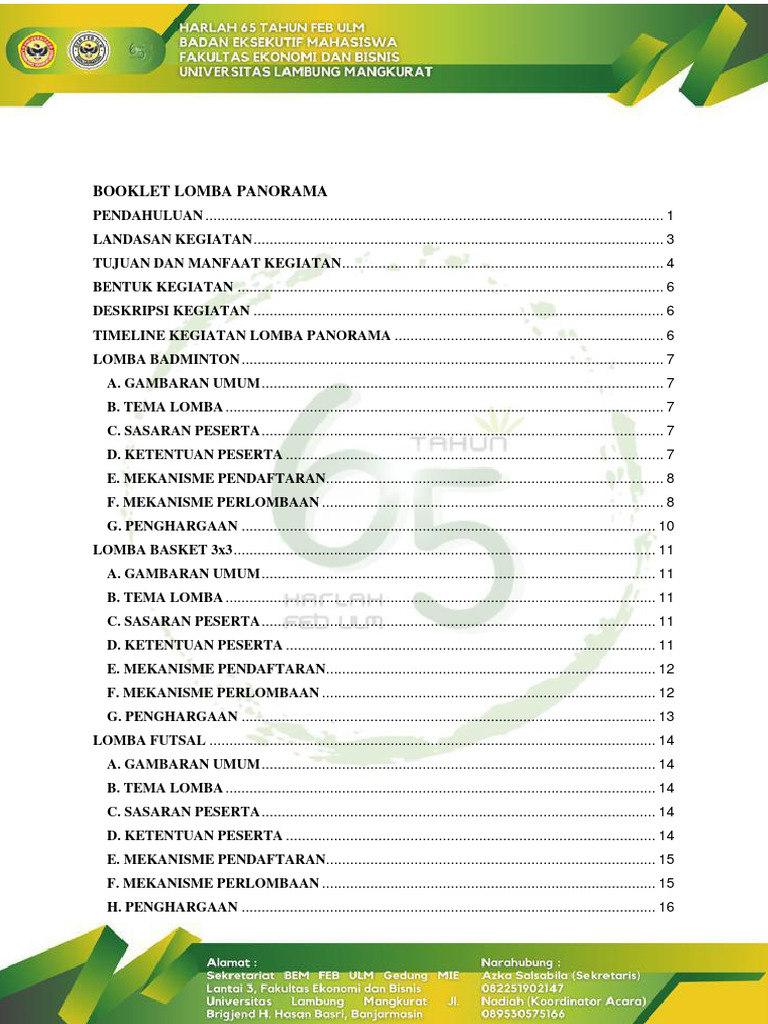 Booklet Lomba Panorama | PDF