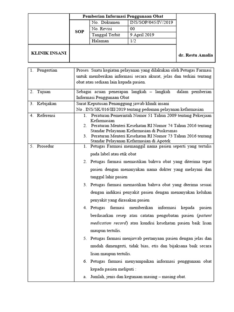 Sop Pio Farmasi | PDF